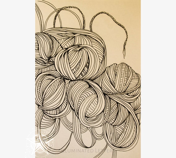 Abstract Art / INSTANT DOWNLOAD / Ink Pen Drawing / String / - Etsy