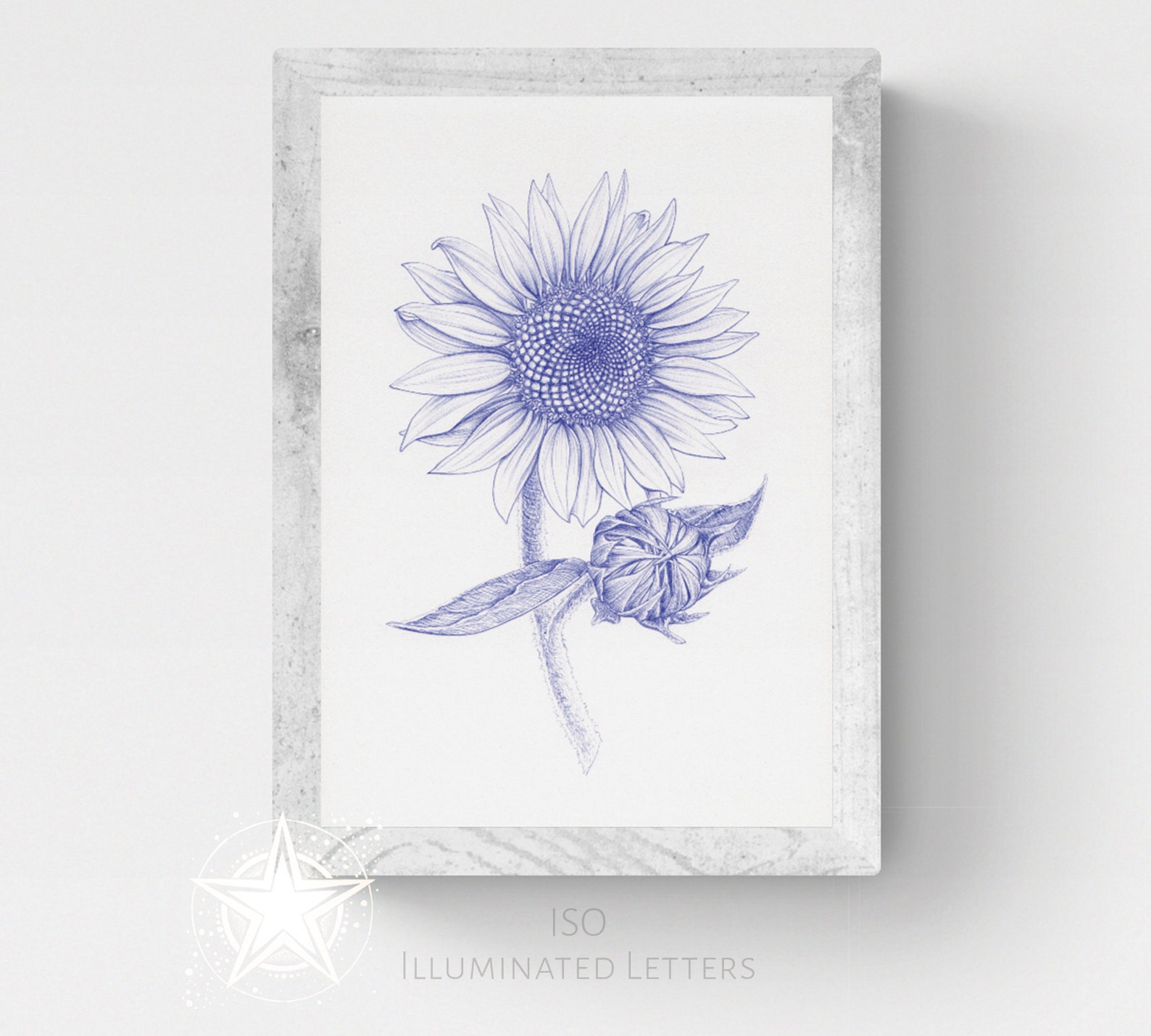 Sunflower Biro Pen Drawing / INSTANT DOWNLOAD / Flower / Flora ...