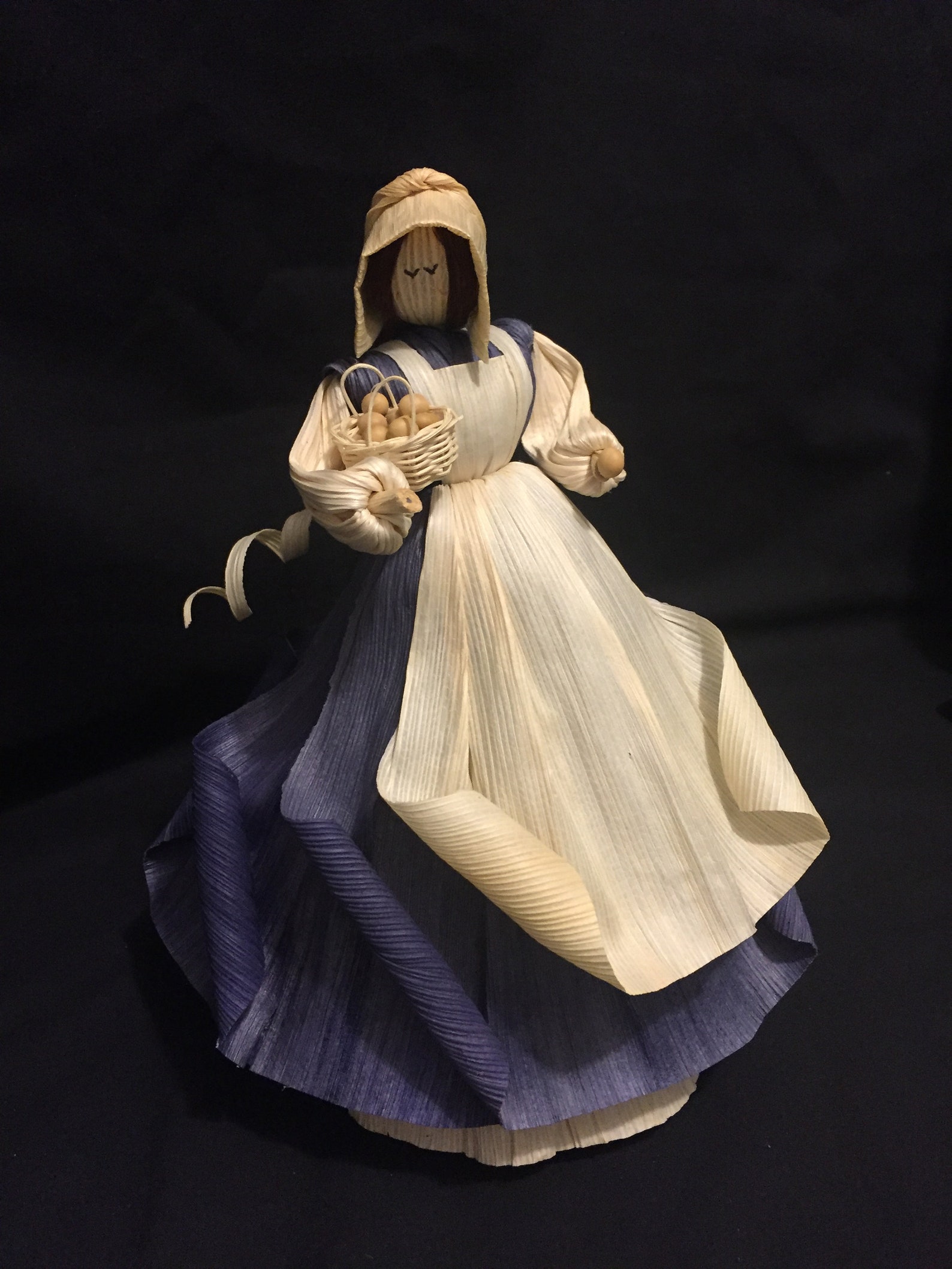 Handmade Corn Husk Doll: Egg Lady With Basket - Etsy