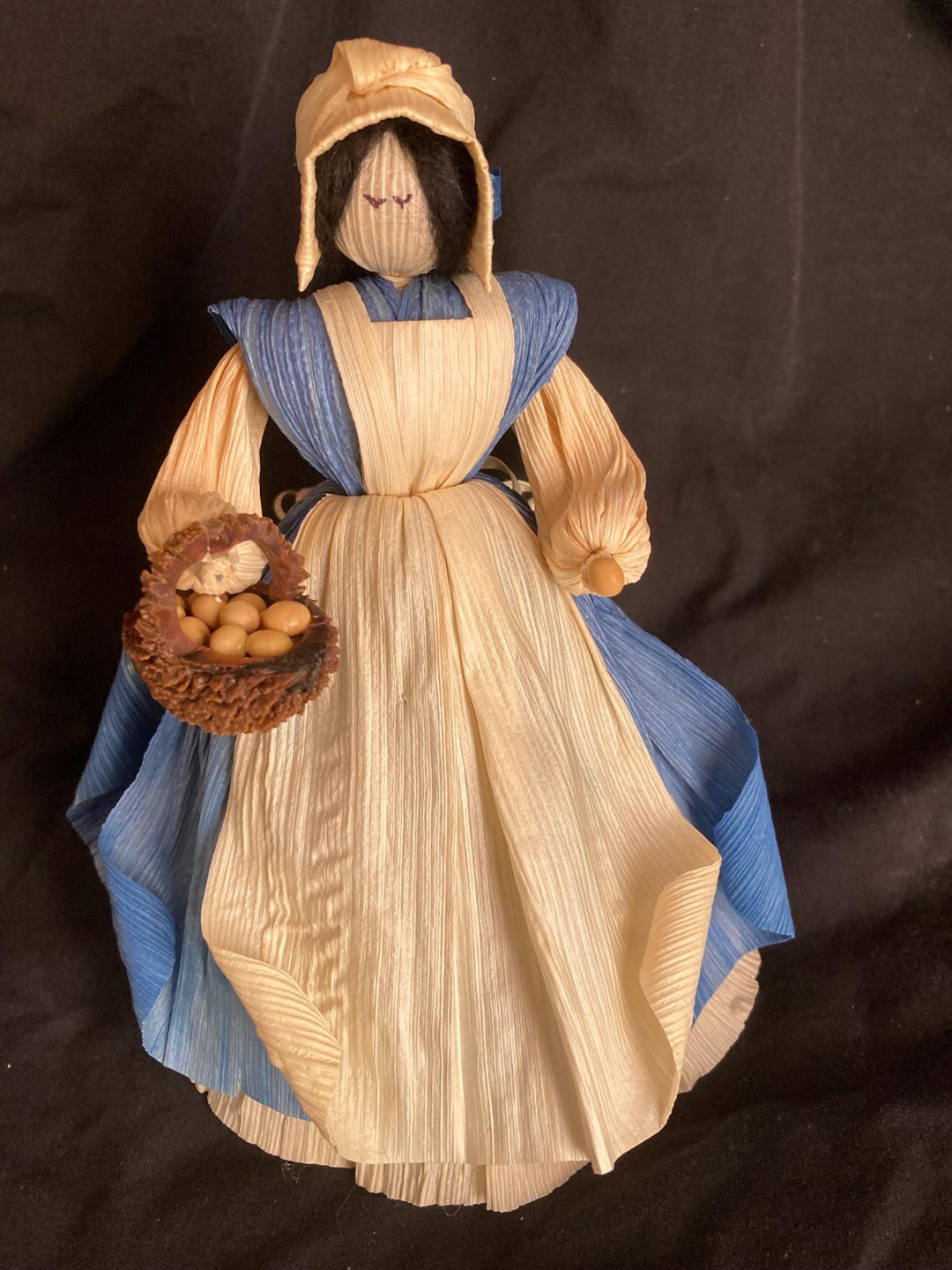 Royal Blue Corn Husk Pine Cone Lady or Walnut Egg Lady. - Etsy