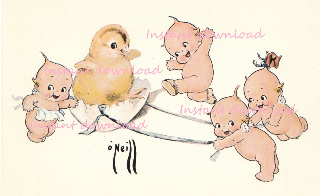 Vintage Easter Kewpie Image, Instant Download, Kewpies With Easter Egg ...