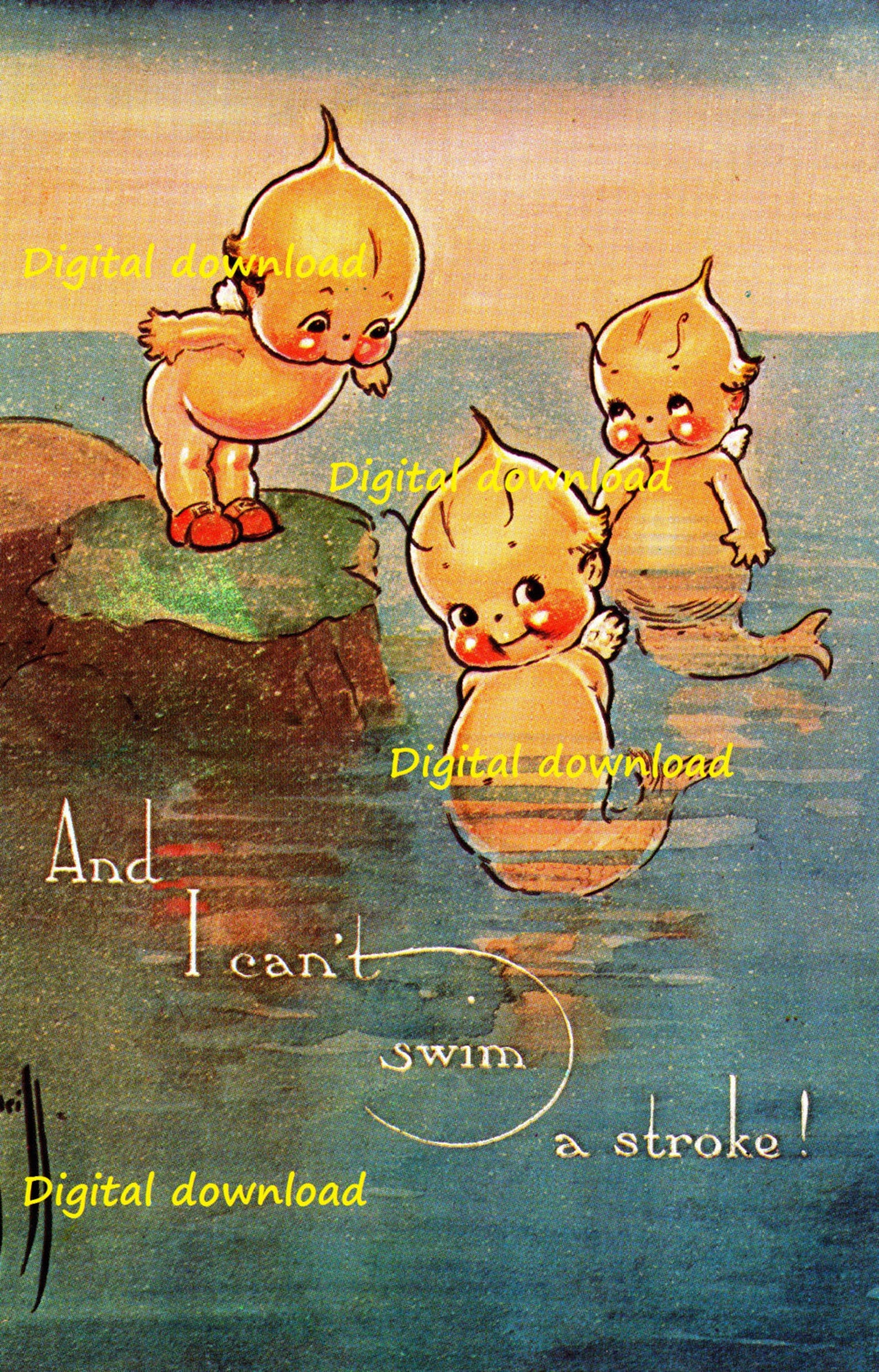 Kewpie Mermaids Image Instant Digital Download Kewpies at - Etsy