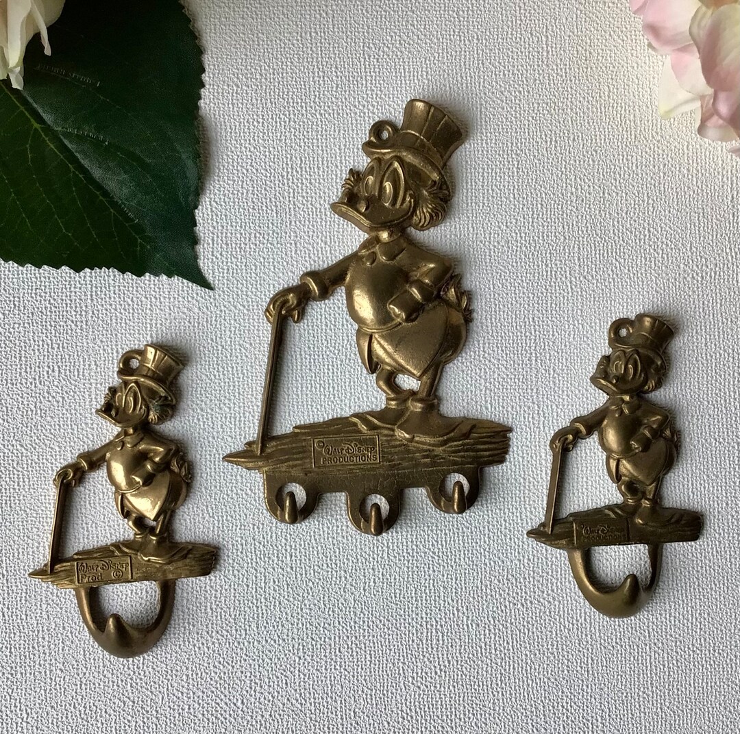 1960s Walt Disney Productions Uncle Scrooge Vintage Brass Hooks. Solid ...