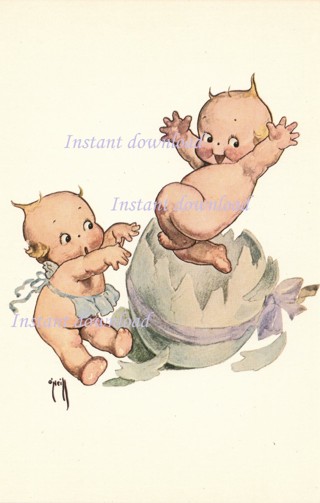 Kewpie Easter Image Instant Digital Download Kewpie Surprise - Etsy