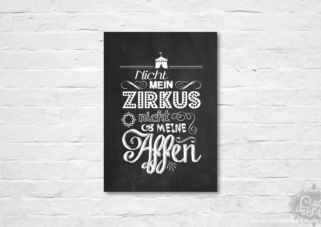 TYPE Postkarte 'nicht Mein Zirkus / Nicht Meine Affen' Im Chalkboard ...