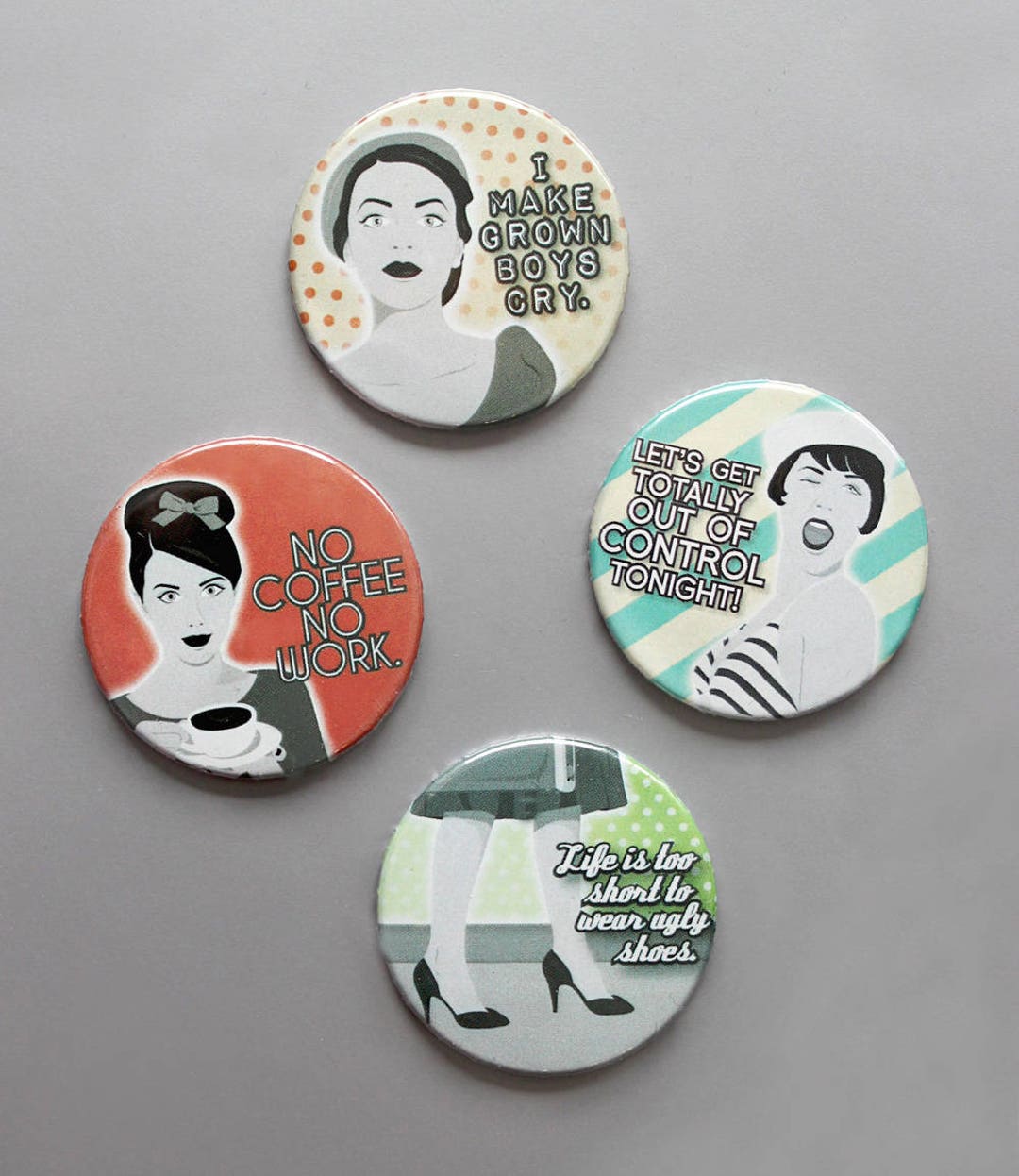 Cute as a Button Comic Pop Art Magnete-set Retro Women - Etsy