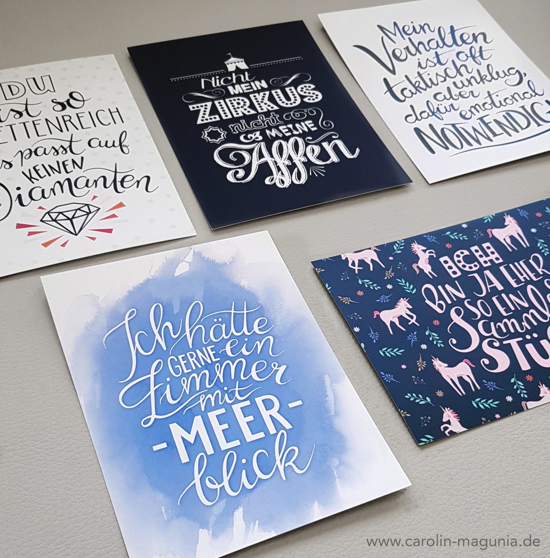 Lettering "type-postkarten-set »buchstabenliebe" Postkarten 5er-set by ...