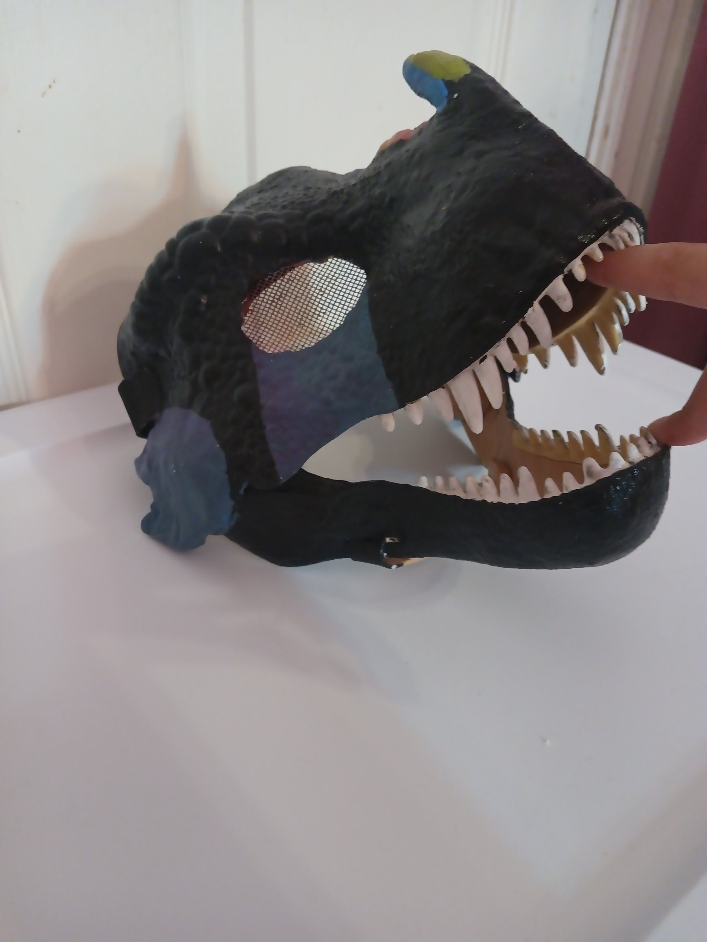 T Rex Dino Mask Premade With Moving Jaw Black Rainbow and Cool Color ...