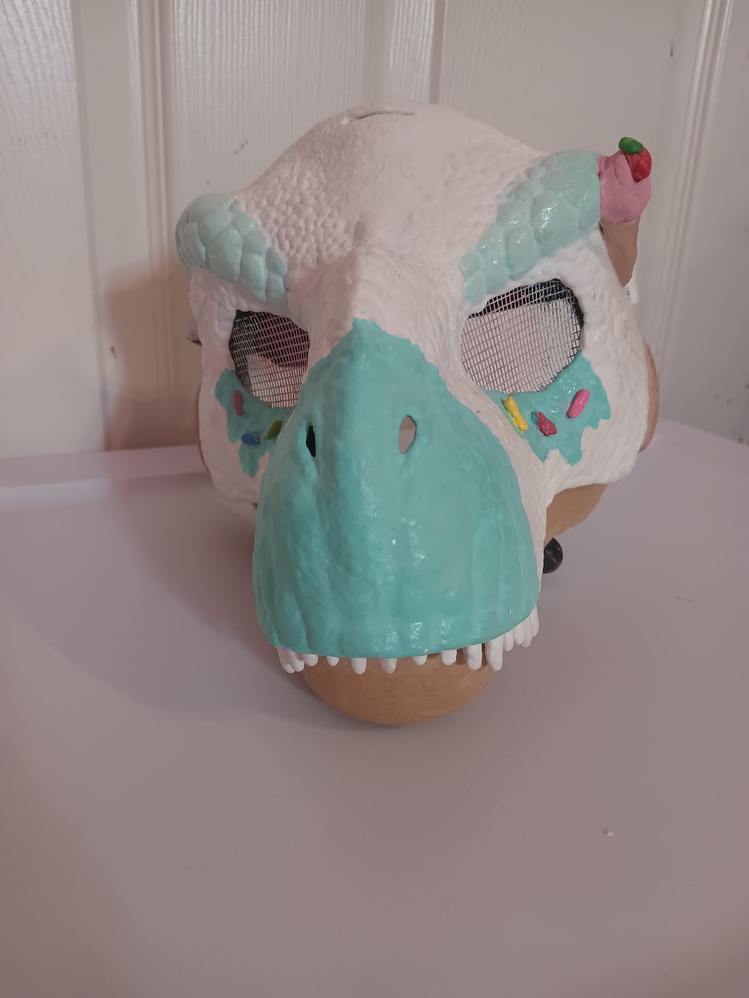 T Rex Dino Mask Premade With Moving Jaw Mint Chocolate Chip Themed - Etsy
