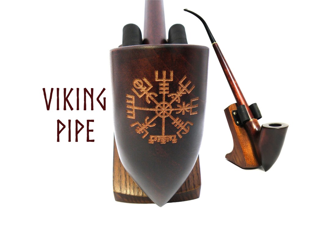 Viking Pipe Long Smoking Pipe Runic Vegvisir Thors Hammer Smoking Pipe ...