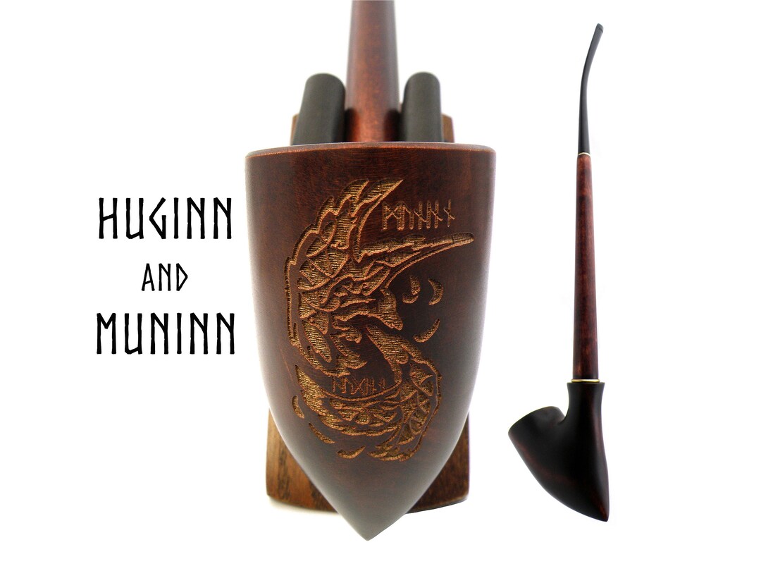 Viking Wooden Smoking Pipe Huginn and Muninn Pipe Viking Accessories ...