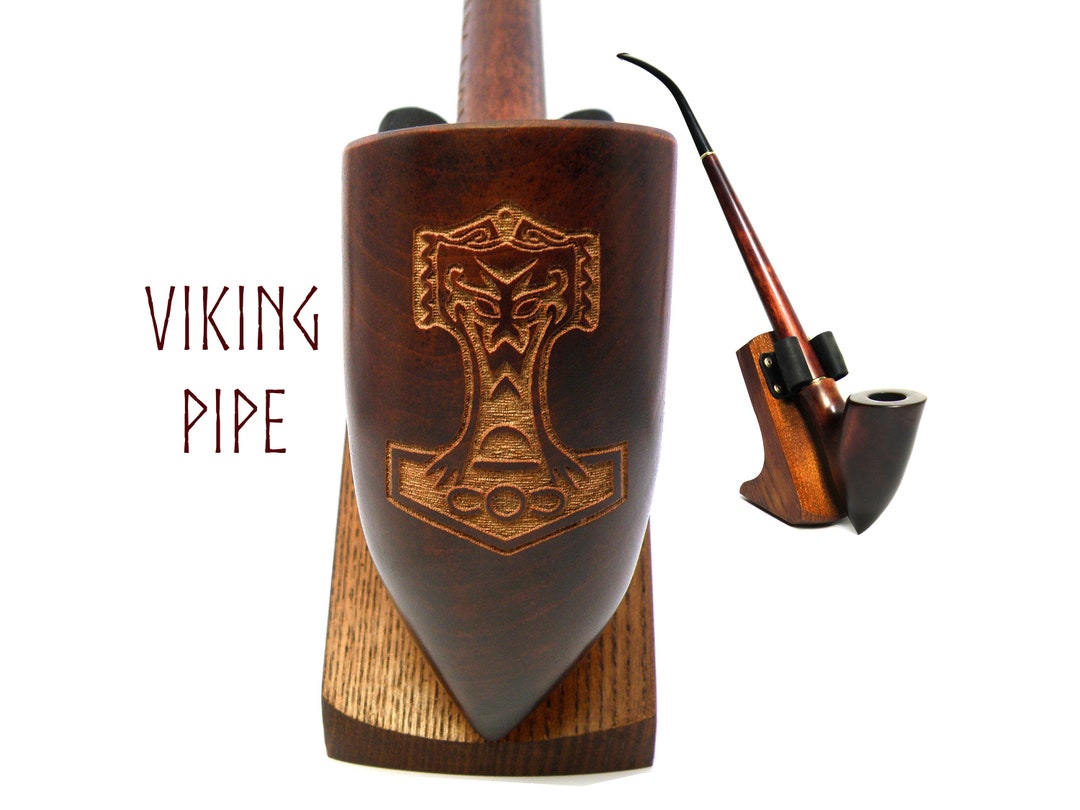 Handmade Viking Tobacco Long Pipe Smoking Pipe Thor's Hammer Runic ...
