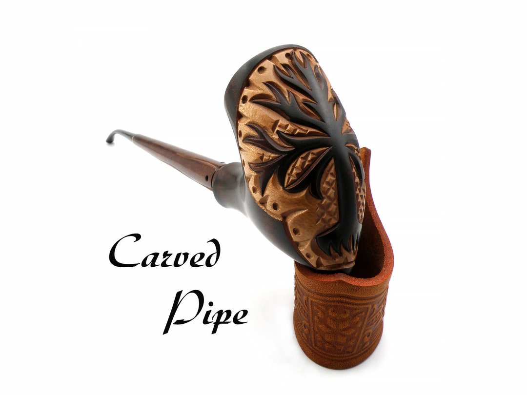 Wooden Long Smoking Pipe Carved Pipe Handmade Pipe Long Tobacco Pipe ...