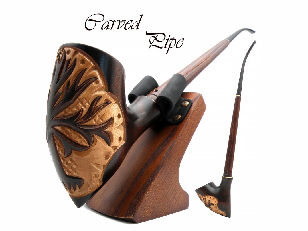 Wooden Long Smoking Pipe Carved Pipe Handmade Pipe Long Tobacco Pipe ...