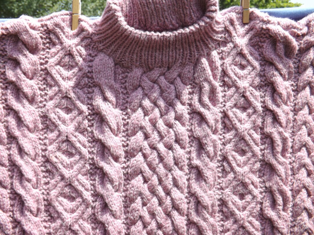 Pink Hand Knit Sweater, Fancy Cabled Knit Pullover, Woman's Gift ...