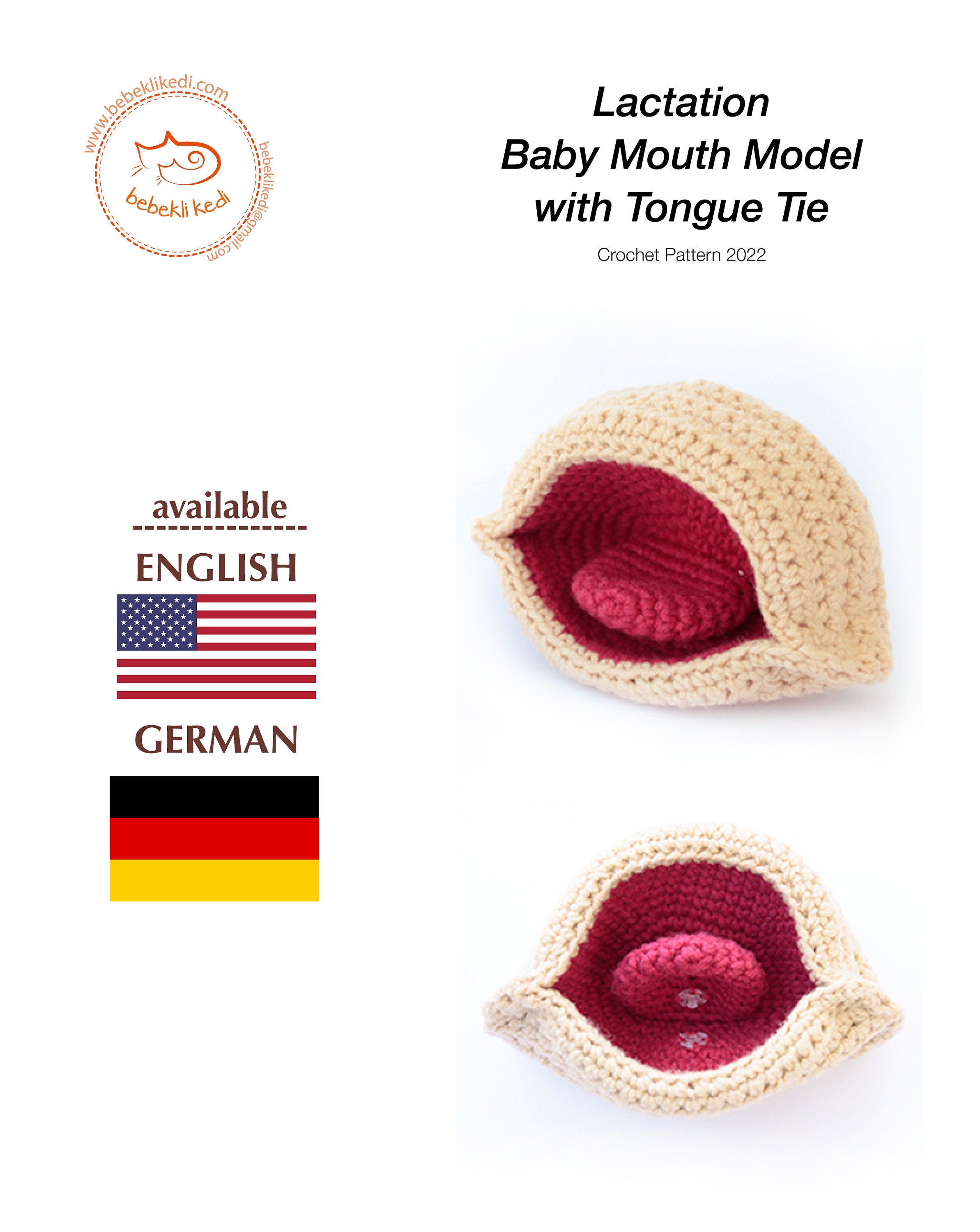 Crochet Pattern - Lactation Teaching Tool, Baby Mouth Model With Tongue ...