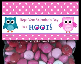 Owl Valentine's Day Treat Bag Topper, you're a Hoot Instant Download - Etsy