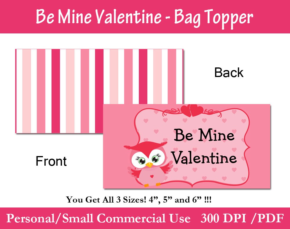 Valentine's Day Treat Bag Topper - Be Mine Valentine Owl - Etsy