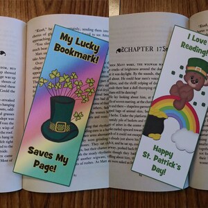 St. Patrick's Day Bookmarks - Pot O' Gold - Four Leaf Clover ...