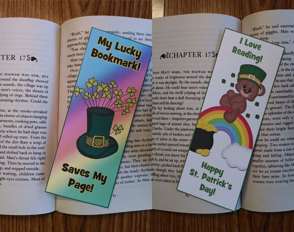 St. Patrick's Day Bookmarks - Pot O' Gold - Four Leaf Clover ...