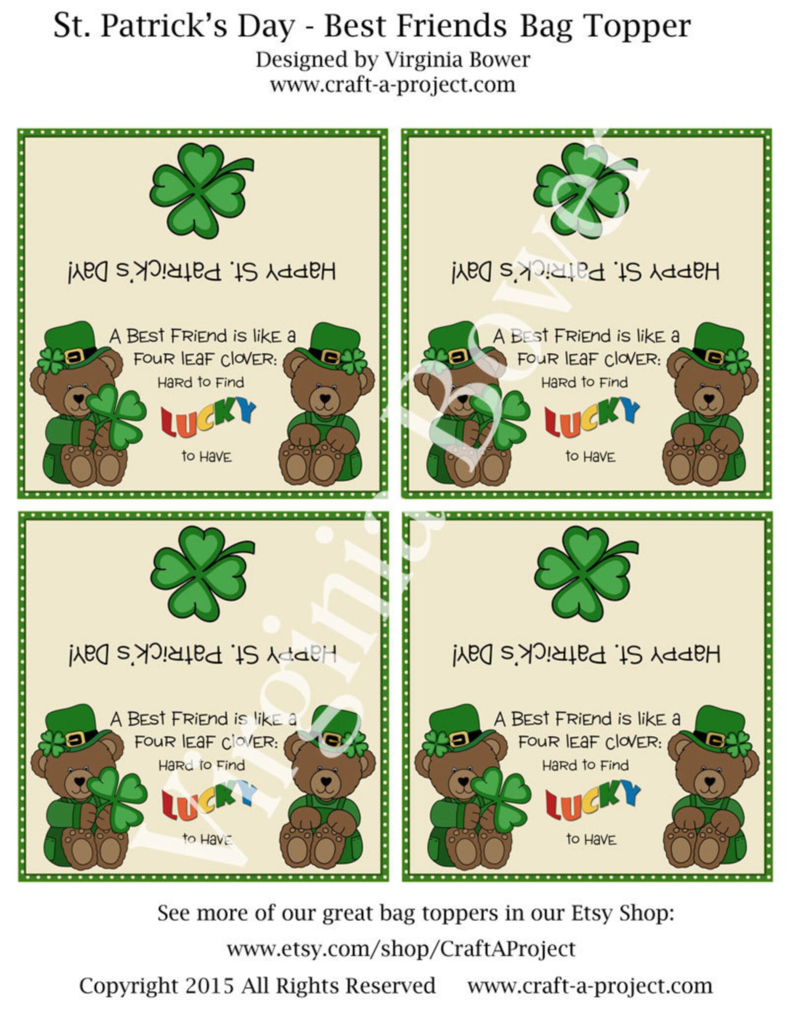 St. Patrick's Day "best Friends" Bag Topper - Leprechaun - Pot-o-gold ...