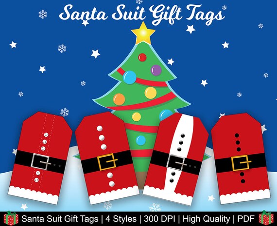 Christmas Gift Tags Santa Printable Santa Claus | Etsy