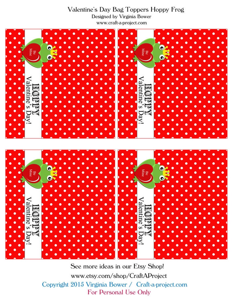 Valentine's Day Bag Topper- Hoppy Frog - Etsy