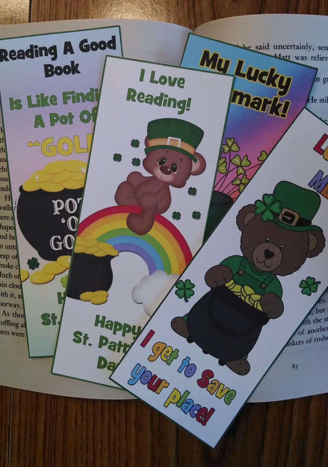 St. Patrick's Day Bookmarks - Pot O' Gold - Four Leaf Clover ...