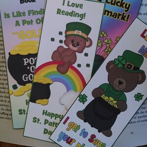 St. Patrick's Day Bookmarks - Pot O' Gold - Four Leaf Clover ...