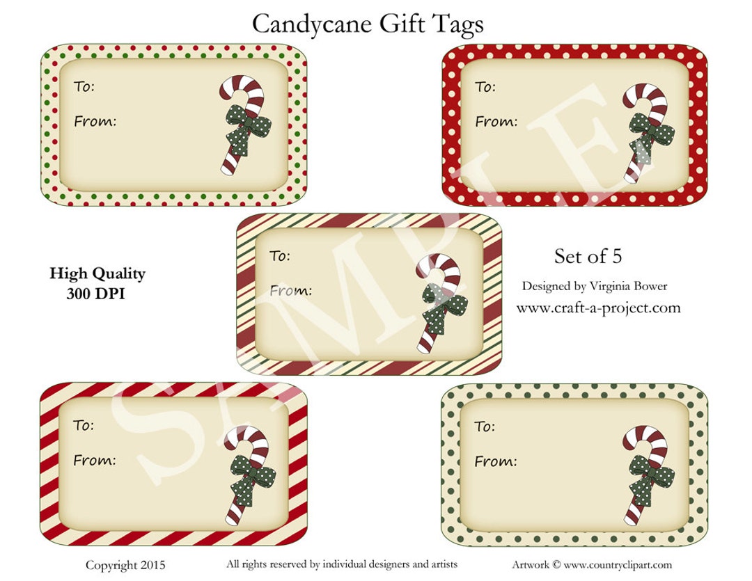 Candy Cane Gift Tags - Christmas Gift Tags - Etsy