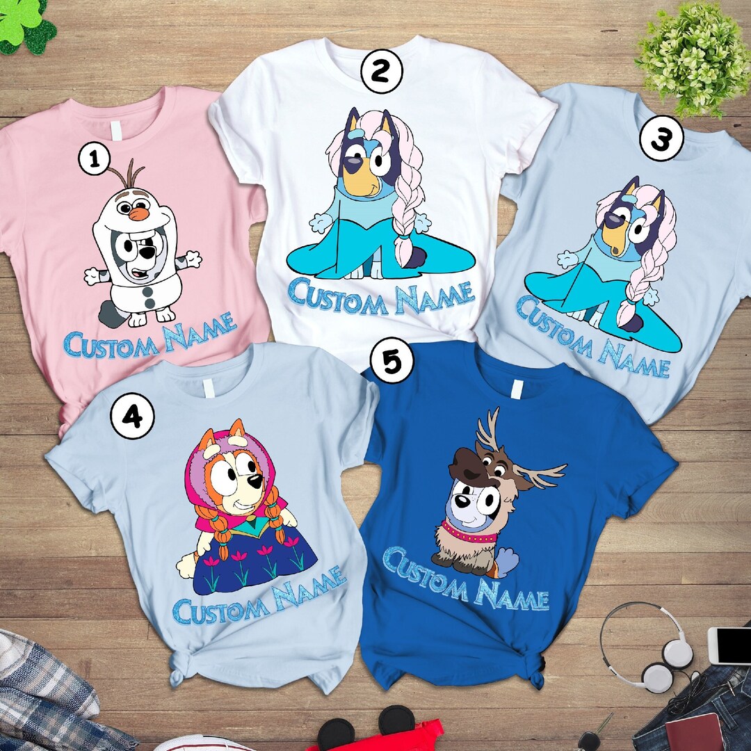 Custom Bluey Frozen Shirt, Heeler Family Shirt, Bluey Elsa Shirt, Bluey ...