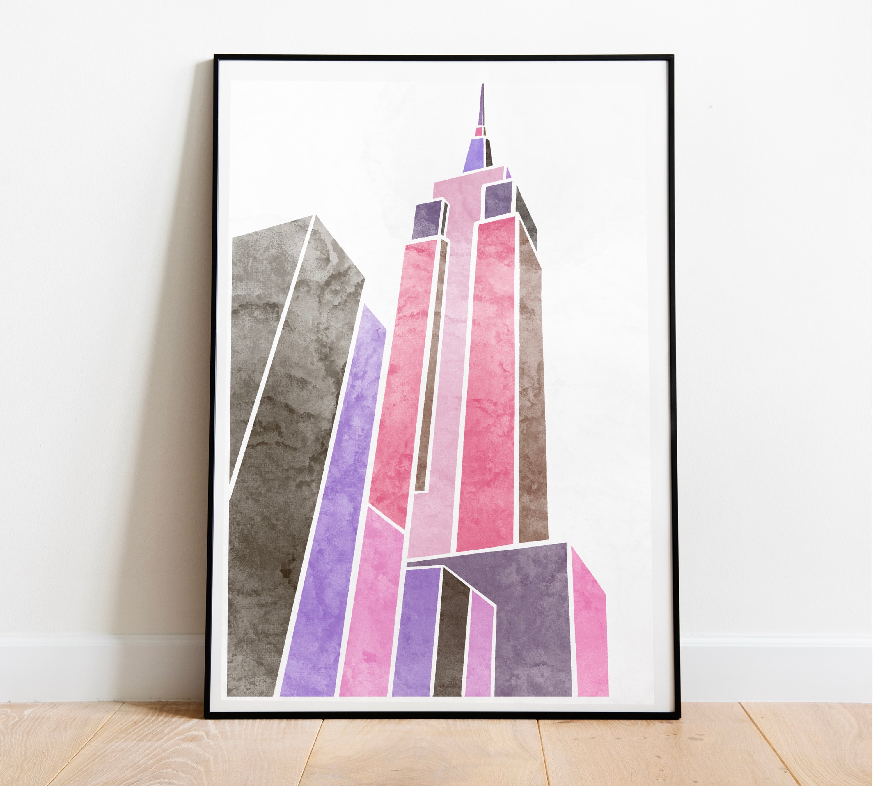 Abstract New York Print Building - Pink| Modern Printable Art | New ...