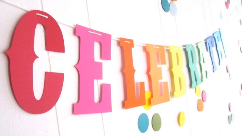 CELEBRATE Party Banner Rainbow Party Primary Colors Pride - Etsy