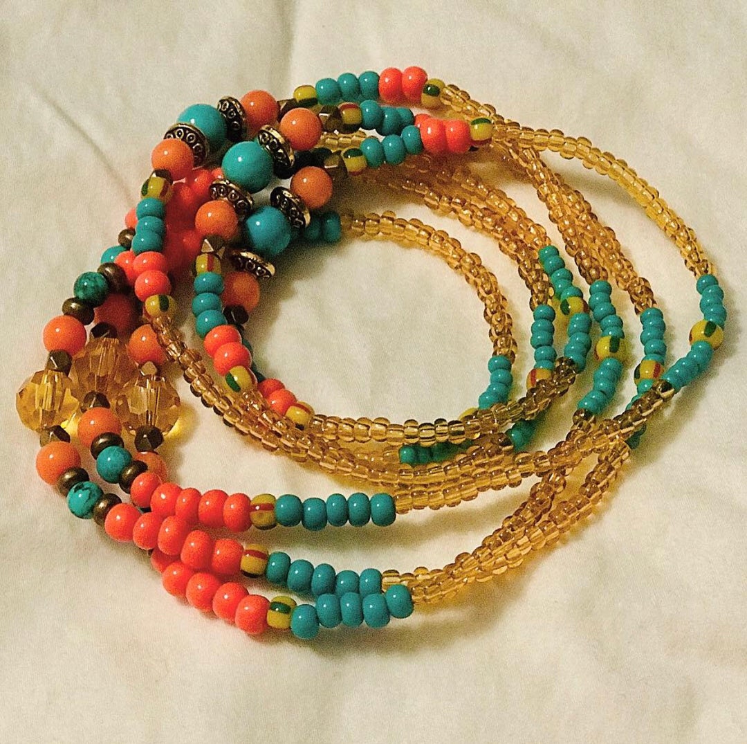 Eleke De Oshun Ibu Iponda Con Cuentas De Piedras Preciosas De Coral Y ...