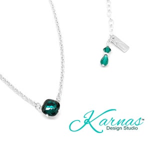 EMERALD FANTASY CUSHION 12mm Fancy Single Stone Necklace * Crystal ...
