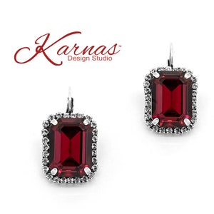ROSES ARE RED 18x13mm Emerald Cut Siam Red Earrings K.D.S. Premium ...