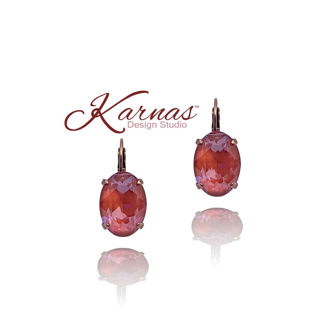 CRYSTAL REDWOOD 18x13mm Oval Drop Earrings *K.D.S. Premium Crystal ...