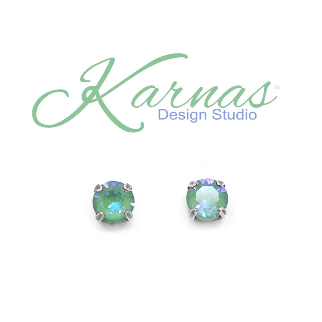 RADIANT NATURE GREEN 8mm Xirius Cut Drop or Stud Earrings K.D.S ...