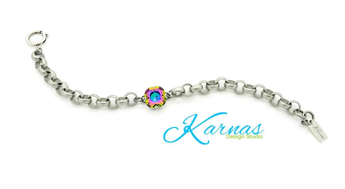 ELECTRA CHAIN 12mm Crystal Cushion Cut Bracelet *K.D.S. Premium Crystal ...