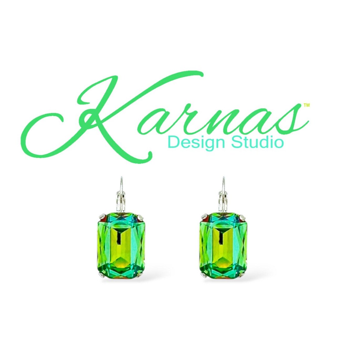 PRETTY PRETTY PERIDOT 18x13mm Emerald Cut Drop Earrings *genuine ...