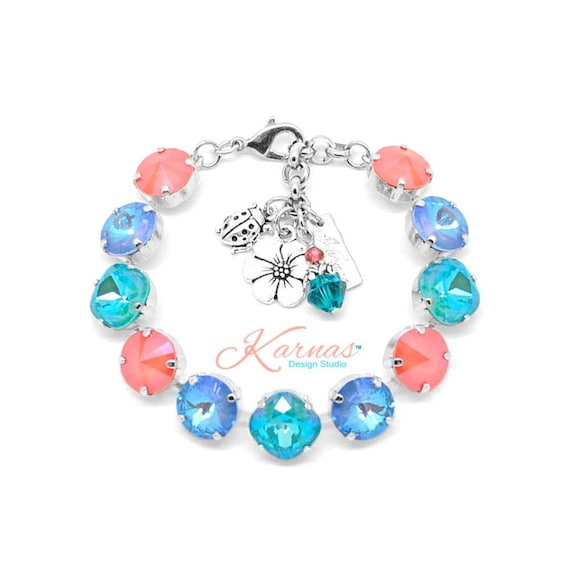 ALOHA Charm Bracelet Made With K.D.S. Premium Crystal choose | Etsy