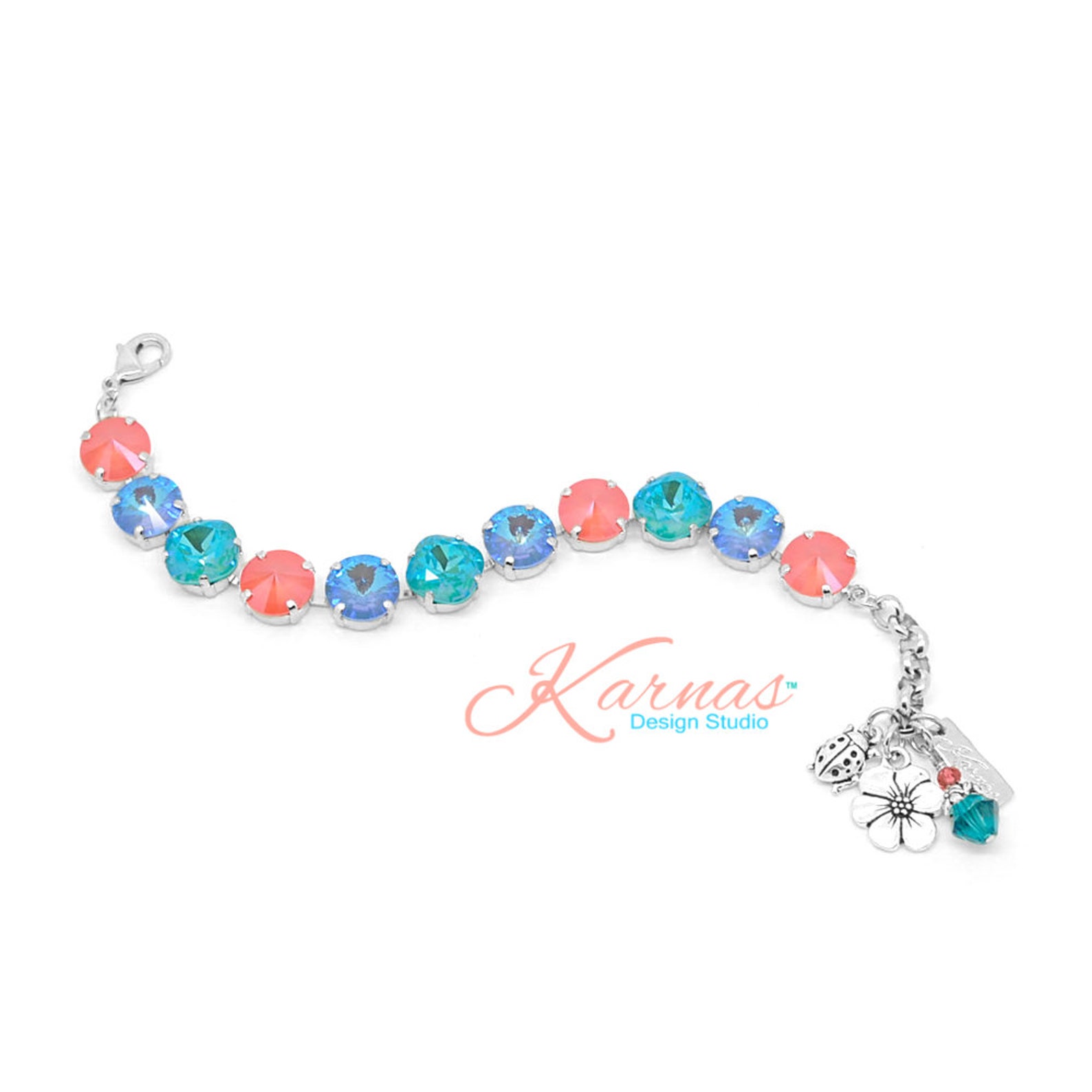 ALOHA Charm Bracelet Made With K.D.S. Premium Crystal choose | Etsy