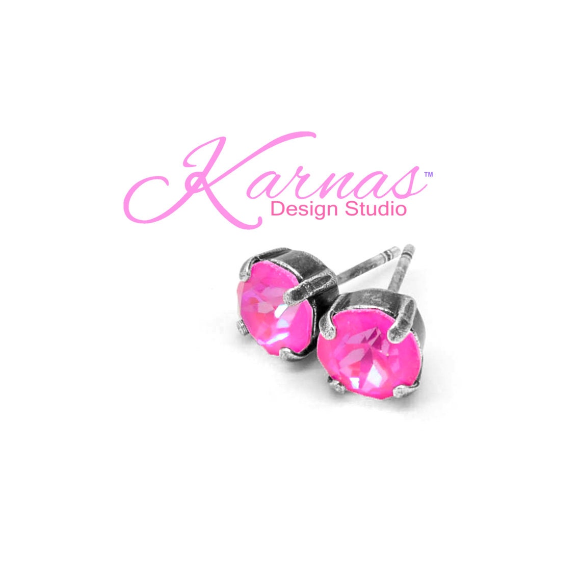 ULTRA PINK AB 8mm Xirius Cut Stud or Drop Earrings Neon K.D.S. Premium ...