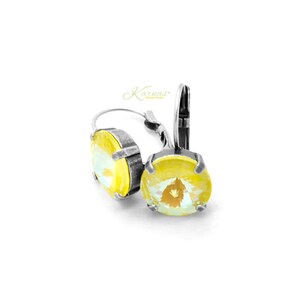 RADIANT YELLOW 12mm Round Drop or Stud Earrings K.D.S. Premium Crystal ...