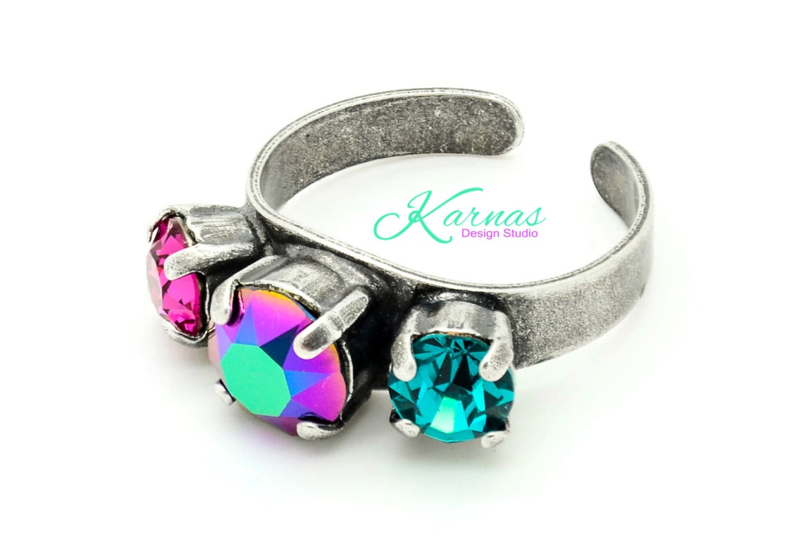 MAGICAL FOREST MIX 8mm/29ss Crystal Chaton Ring K.D.S. Premium Crystal ...