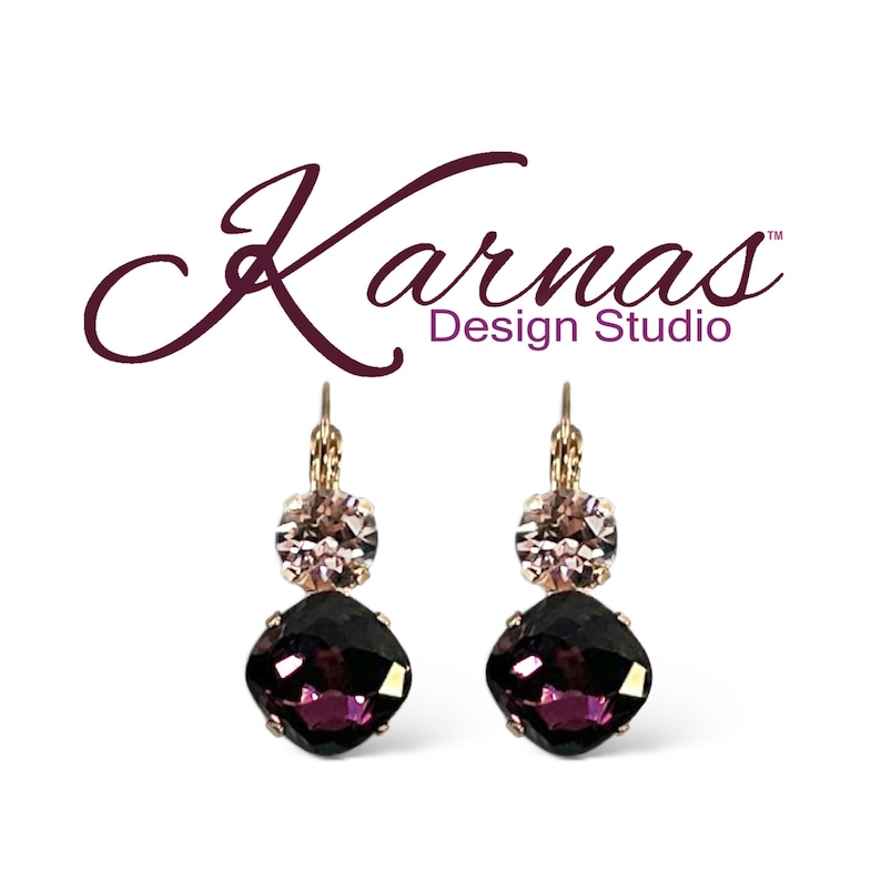 PURPLE MAJESTY 12/8mm 2-stone Drop Earrings Genuine Austrian Crystal ...