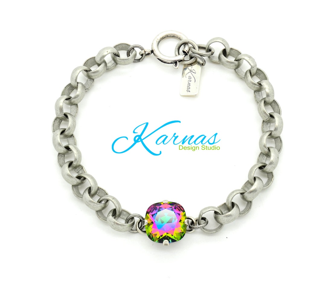 ELECTRA CHAIN 12mm Crystal Cushion Cut Bracelet *K.D.S. Premium Crystal ...