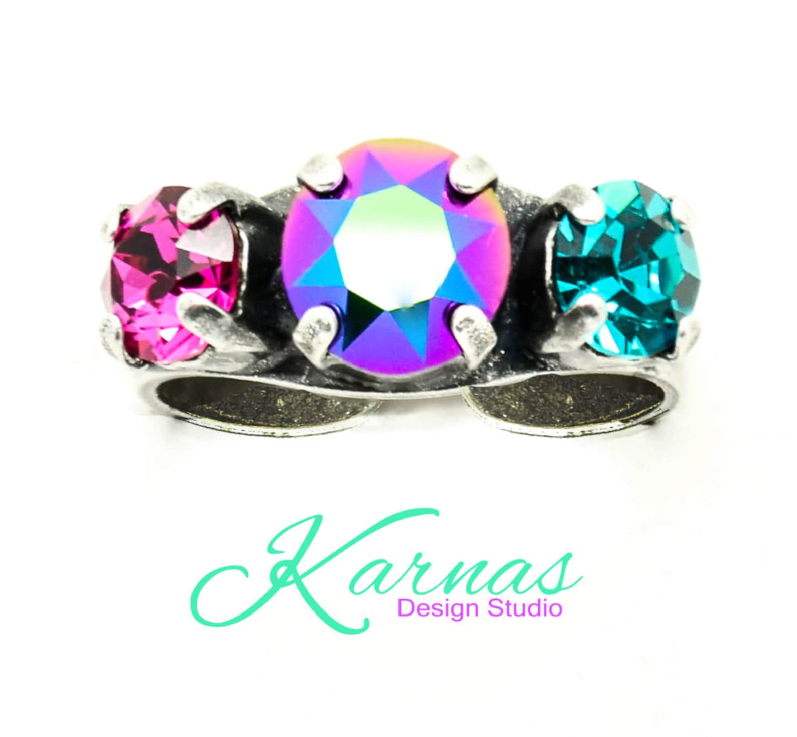 MAGICAL FOREST MIX 8mm/29ss Crystal Chaton Ring K.D.S. Premium Crystal ...