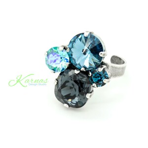 THUNDERSTORM MIX 12/8/6mm Adjustable Ring *KDS Premium Crystal *choose ...