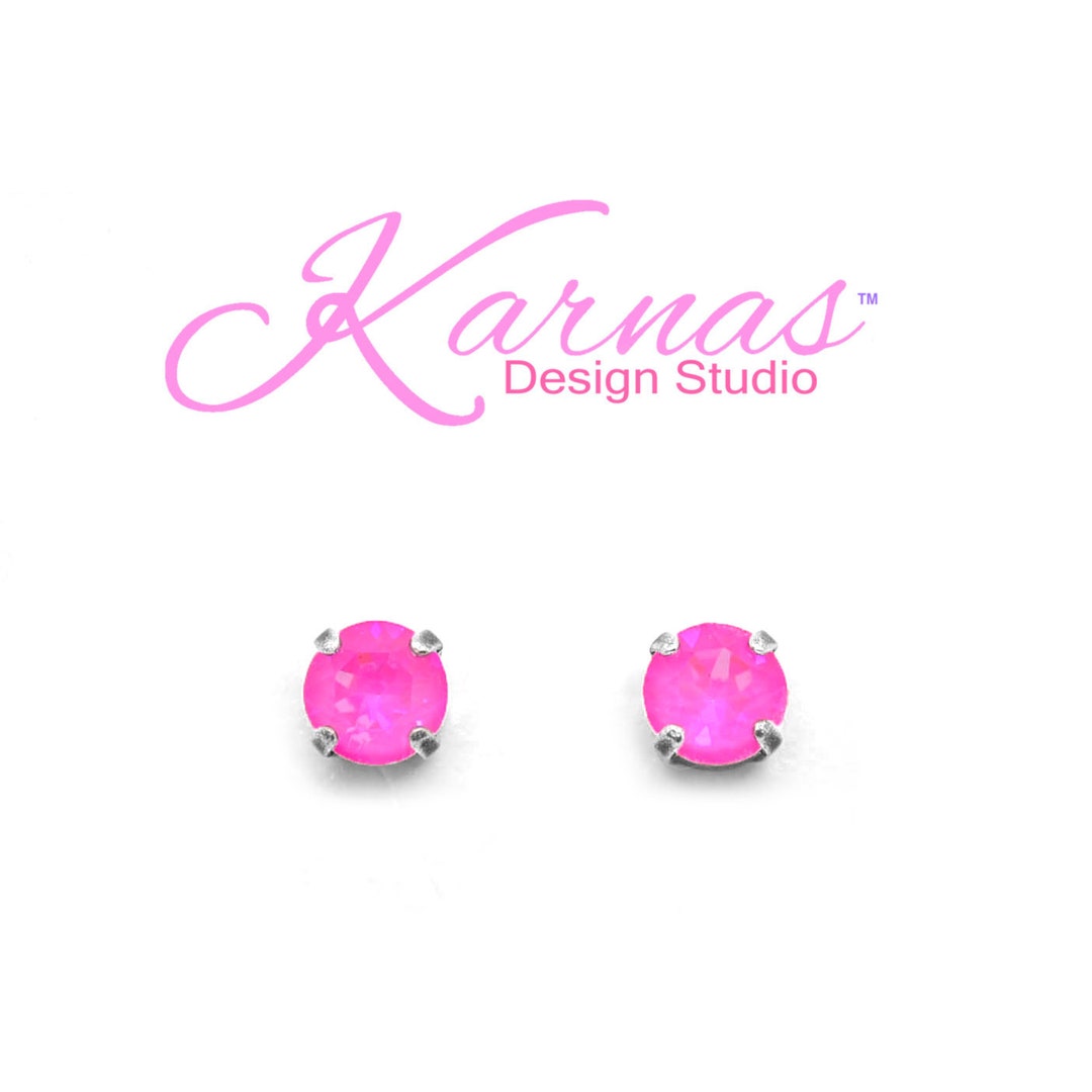 ULTRA PINK AB 8mm Xirius Cut Stud or Drop Earrings Neon K.D.S. Premium ...